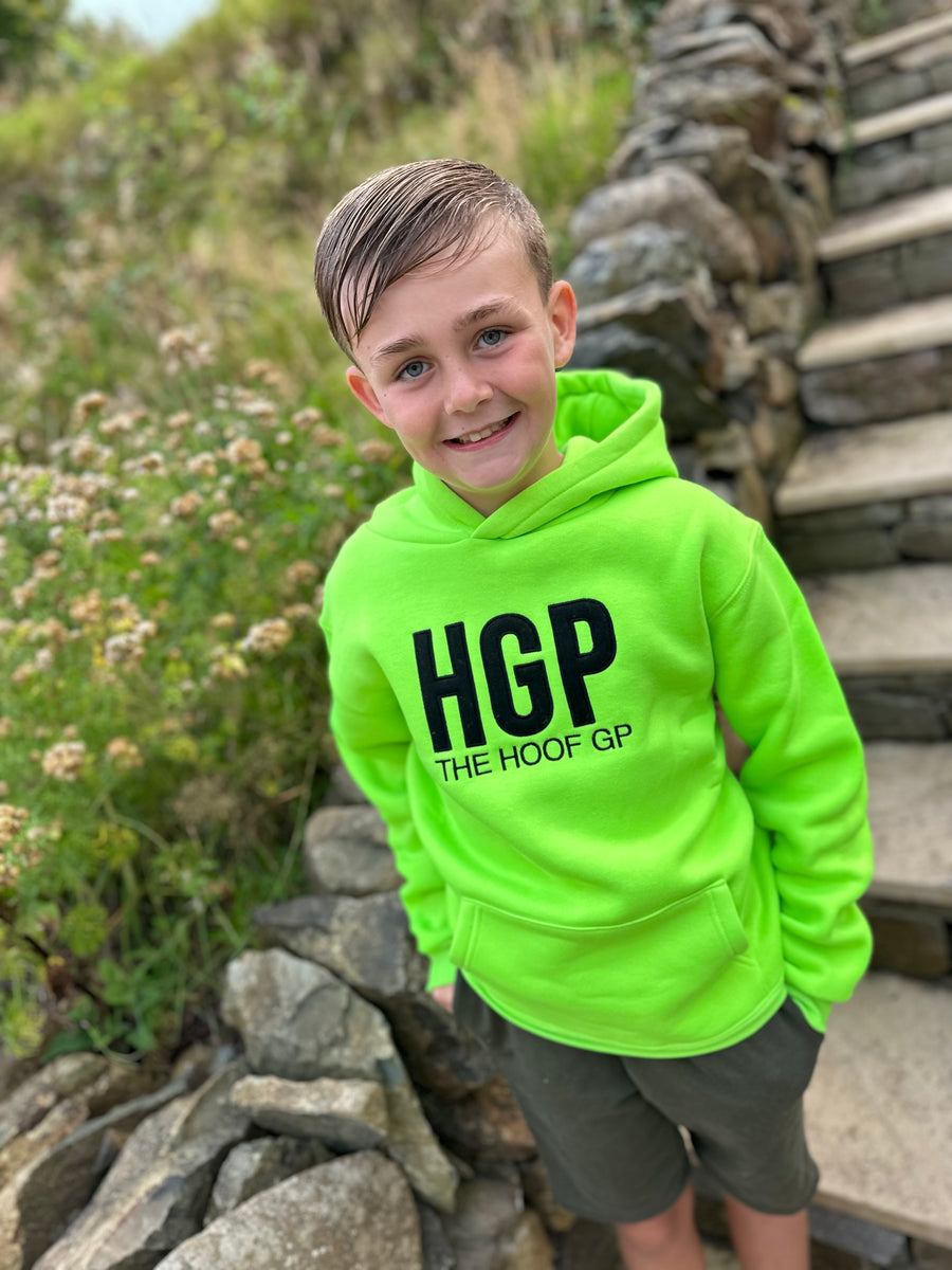 Kids Green Hoodie with Black Emblem – The Hoof GP Merch